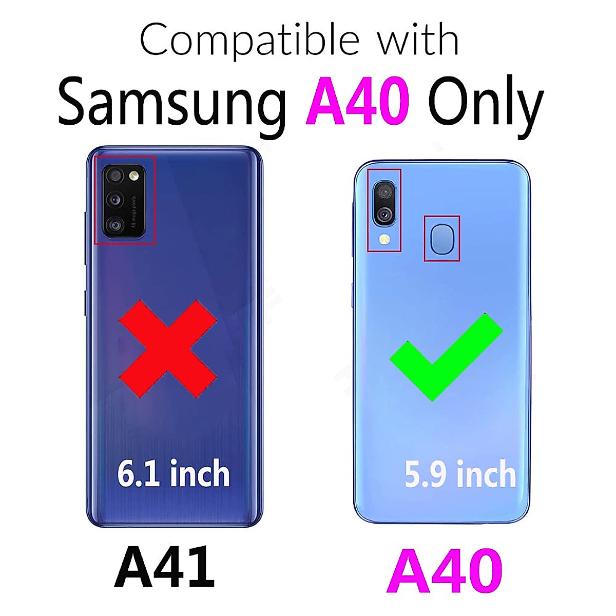 FDCWTSH Compatible with Samsung Galaxy A40 Wallet Case Wrist Strap Lanyard Leather Flip Cover Card Holder Stand Cell Accessories Phone Cases for Galaxi GlaxayA40 Women Men Black