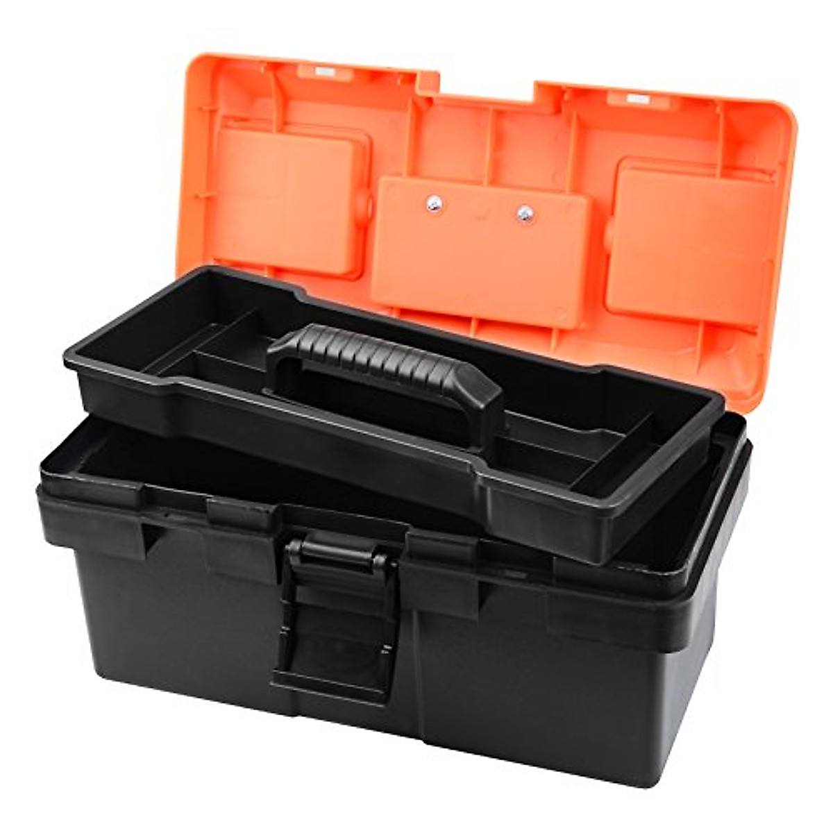 Plastic Tool Box, 14 -inch Portable Tool Box Plastic Toolbox with Removable Tool Tray and Detachable Tool Kit For Craft Storage, Household