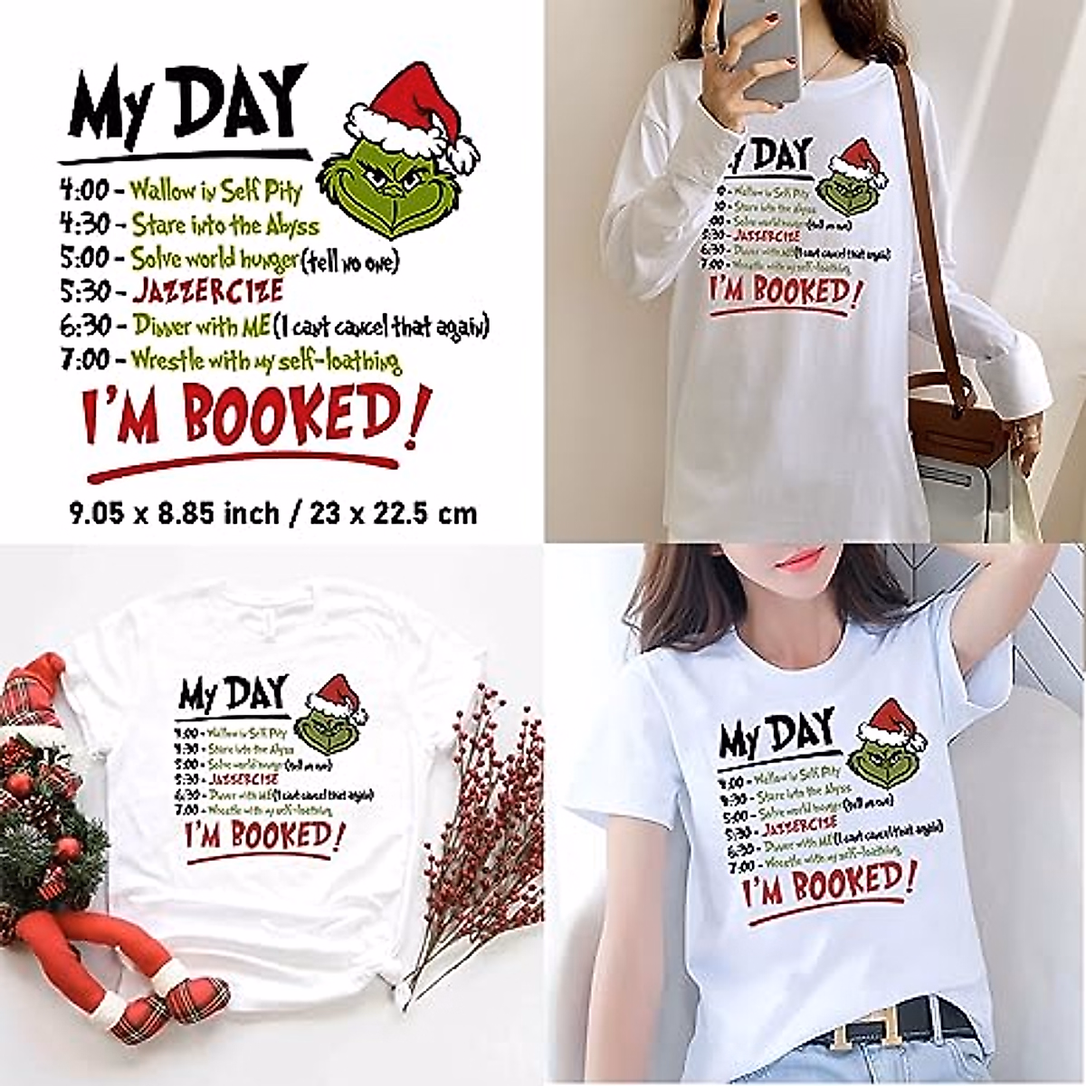 Christmas Heat Transfer Vinyl 3 Sheets Iron on Stickers Winter Xmas Heat Transfer Vinyl Design Iron on Decals for T Shirts Clothes Pillow Hoodie DIY Iron on Patches