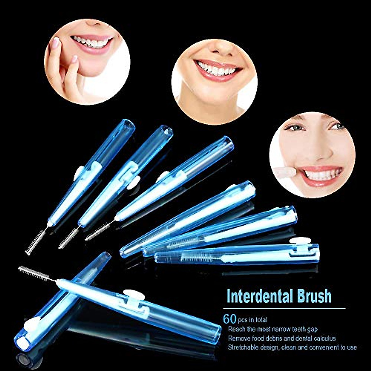 60Pcs Push-Pull Interdental Brush 0.7 MM Dental Tooth Pick Interdental Cleaners Orthodontic Wire Toothpick ToothBrush Oral Care