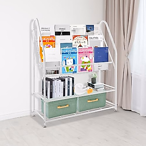 YETINGSHOP Kids Bookshelf, Large Black Bookcase, Large Capacity Books Toys Organizer (White)