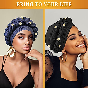 3 PCS African Braid Head Wrap, Twisted Braid Hat Turban Headscarf, Head Coverings Headwrap for Black Women