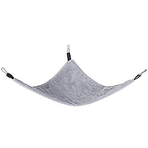 TOPINCN Small Animal Hammock Triangle Hanging Bed Sleeper Pet Nap Cage Accessories for Parrot Sugar Glider Hamster Ferret Squirrel Guinea Pig (Gray)