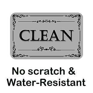 Kiterest Dishwasher Magnet Clean Dirty Sign,Reversible Strong Kitchen Flip Indicator, Bonus Universal Magnetic Plate,European Retro Style Designs