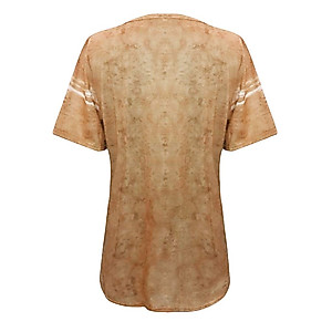 Womens Summer Tops Women's Floral Tunic Tops Casual Blouse Round Neck Summer Short Sleeve Buttons Up T-Shirts