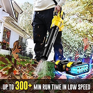 SOMOREI Cordless Leaf Blower - 500 CFM Brushless Electric Blower with 2 Packs 4.0Ah Battery & Charger - Battery Powered - 20V Handheld Lightweight Blower for Lawn | Yard | Garden