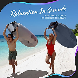 Nevlers 450Lbs Cap Outdoor Inflatable Couch for Camping Navy Blue| Tough 210T Polyester Air Chair Inflatable Lounger | Inflatable Chairs for Movie Night, Hiking, Travel Beach Chair & Portable Hammock