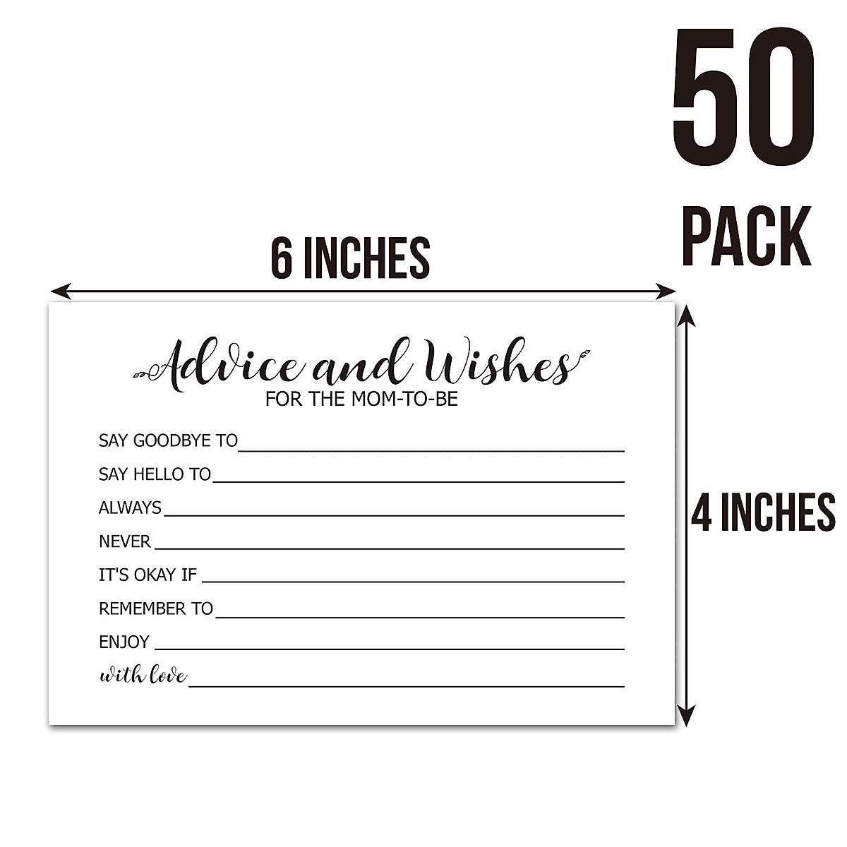 TENTADO Baby Shower Advice Card, Pack of 50 4x6 Inch - Premium Quality, Perfect for Baby Shower Games & New Mom Gifts