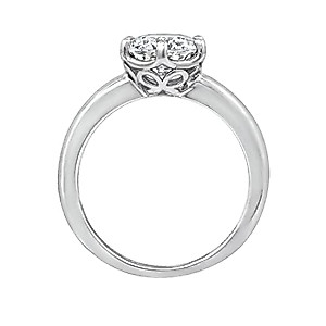 Amazon Essentials Platinum-Plated Sterling Silver Solitaire Ring set with Round Infinite Elements Cubic Zirconia (2 cttw), Size 6 (previously Amazon Collection)