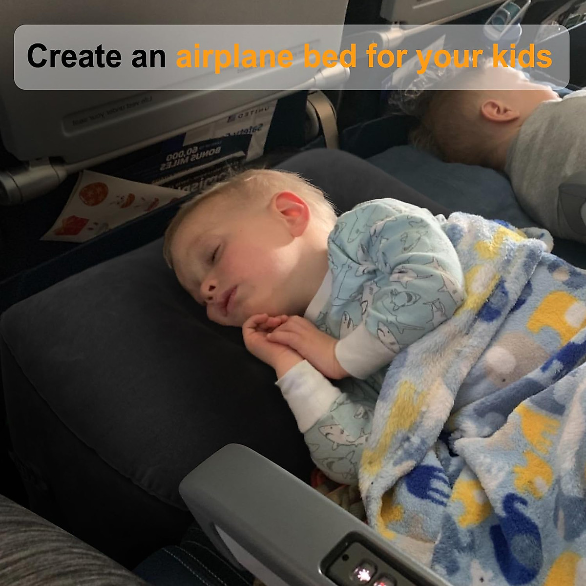 Maliton Inflatable Foot Rest Pillow, Airplane Travel Bed for Toddler, Car Seat Foot Rest for Kids, Adjustable Height Leg Rest Pillow for Airplane, Home, Office(Black, 2 Pack)