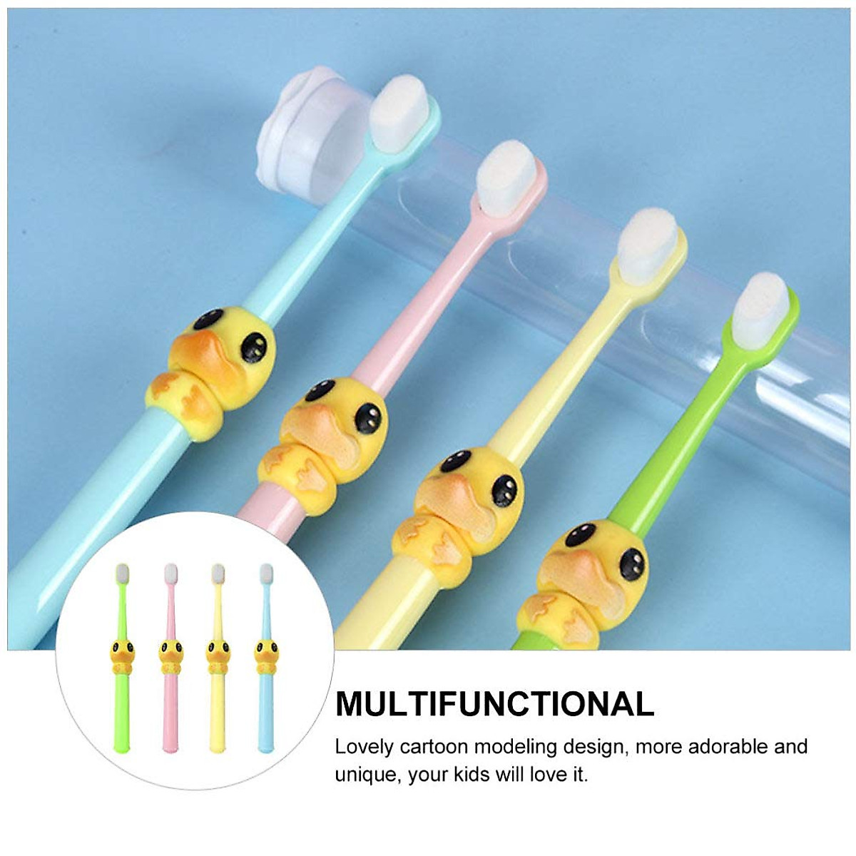 TOYANDONA 4pcs Extra Toothbrush with 10000 Bristles Cartoon Duck Micro Nano Manual Toothbrushes Sensitive Gums Toothbrushes Adult Kid Tooth Brush