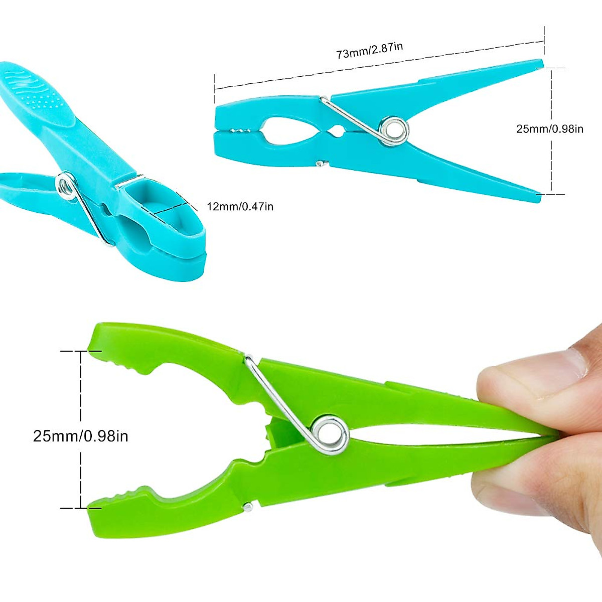 Colorful Plastic Clothespins, Heavy Duty Laundry Clothes Pins Clips with Springs, 4 Colors Clothes Drying Line Pegs for Kitchen Outdoor Trip, Air-Drying Clothing Pin Set(36 Pack)