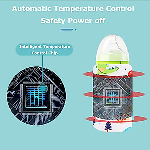 Hilitand Portable Bottle Keep Warm, USB Travel Milk Heat Keeper, Baby Bottle Keep Warmer for Car Tavel, Storage Cover Insulation Thermostat(Dinosaur, 12)