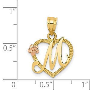 Diamond2Deal 14k Gold Two-Tone Heart Letter M Initial Pendant