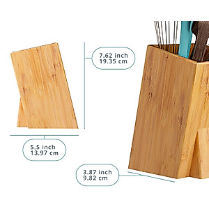 Comfify Bamboo Utensil Holder For Countertop - Large Upright Modern Organizer - Utensil Crock for Kitchen Counter