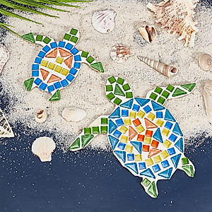 WEBEEDY 2 Set DIY Turtle Mosaic Kit Mosaic Sea Turtle Mosaic Wall Art Turtle DIY Craft Kit for Adults Patio Yard Pool and Garden Decor Crafts for Fun Home Activities