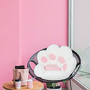 ELFJOY Comfy Chair Cushion Plush Cat Paw Cushion Kawaii Home Decor Cat Pillow for Office and Computer Gaming Chair (70 * 60cm, White)