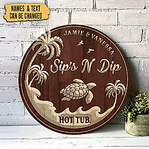 Hyturtle Custom Hot Tub Wooden Sign 8' 12' 18', Personalized Hot Tub Sign, Hot Tub Decor, Jacuzzi Signs, Custom, Pool Sign, Lake Sign, Custom Hot Tub Sign, Turtle Sign.
