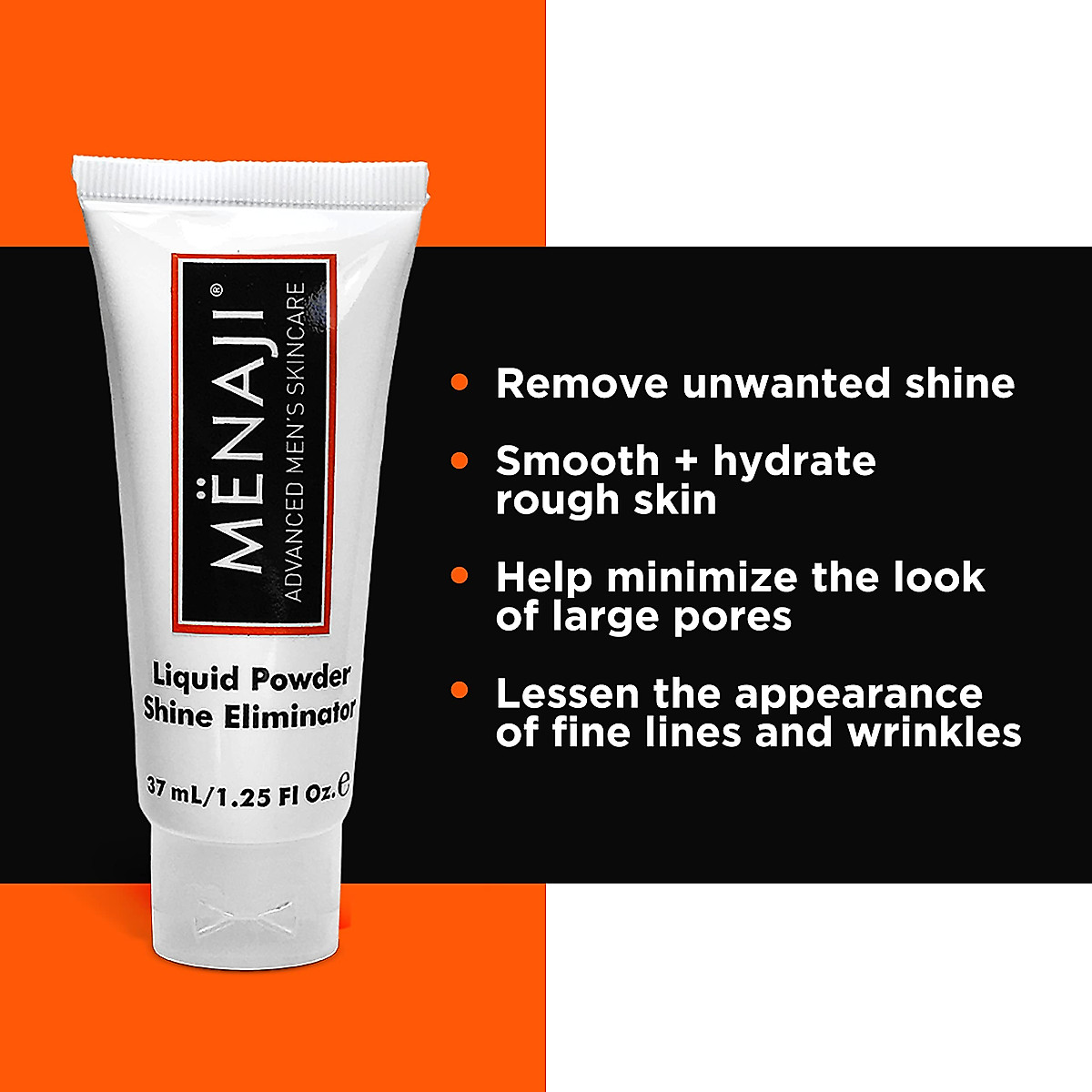 Mënaji Liquid Powder Shine Eliminator | Anti-Shine Powder for Men | Facial Oil Eliminator | Smooths Fine Lines & Wrinkles | 100% Transparent Anti-Shine Liquid Powder | 1.25 FL OZ
