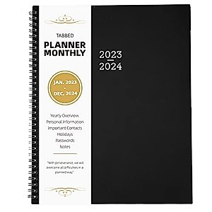 Monthly Planner 2023-2024 - 24 Months Planner, 9'' x 11'', January 2023 - December 2024, Calendar Planner with Tabs and Ample Writing Blocks, Good for Home and School Planning