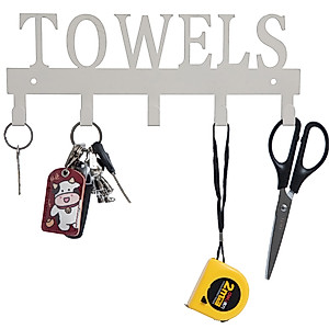 Wall Mounted small Coat Racks with 5 Hooks Hanging Holder Towel Rack for Bedroom, Bathroom, Foyers, Hallways, Entryway, Great Home, Office Storage & Organization White