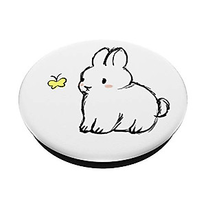 Cute Bunny Rabbit with Yellow Butterfly Graphic PopSocket PopSockets PopGrip: Swappable Grip for Phones & Tablets