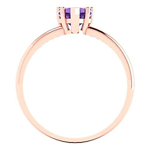Clara Pucci 1.0 ct Heart Cut Solitaire Natural Purple Amethyst 5-Prong Engagement Bridal Promise Anniversary Ring 18K Rose Gold Size 6.5