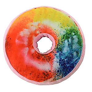 Cheer Collection Round Donut Pillow | 2-in-1 Reversible Super Soft Microplush Doughnut Pillow - Rainbow Icing, Rainbow Sprinkles