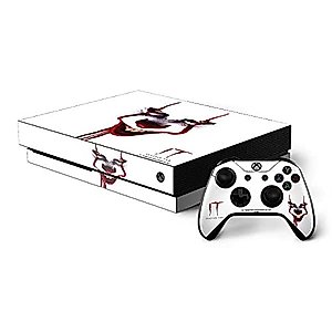 Skinit Decal Gaming Skin Compatible with Xbox One X Console and Controller Bundle - Officially Licensed Warner Bros Pennywise Bloody Design