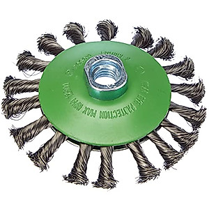 Bosch 2608622109 Conical Brush Knotted Wire 0.35mm, 115mm x M14, Inox, Silver/Green