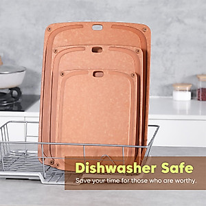 BestCook Kitchen Wood Fiber Cutting Board, High Density Non-Porous Wooden Chopping Board with Juice Groove and Non-slip Feet, BPA Free, Dishwasher Safe, Knife Friendly for Meat Bread Fruit, Wooden