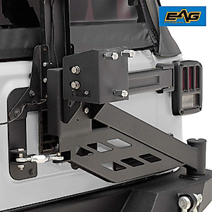 EAG Rear Bumper with Tire Carrier Linkage 2" Hitch Receiver Offroad Fit for 2007-2018 Wrangler JK