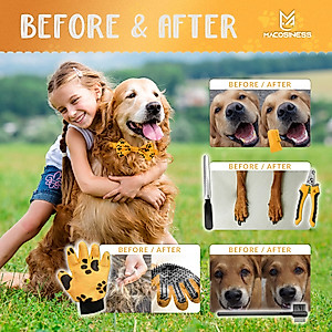 MAcosiness Pet Grooming Hammock for Nail Trimming - Complete Groomers Helper Set for Pet - Dog Grooming Hammock with Hook - Cat Nail Clipper - Dog Hammock for Nail Clipping (S, Gold with Black Paws)