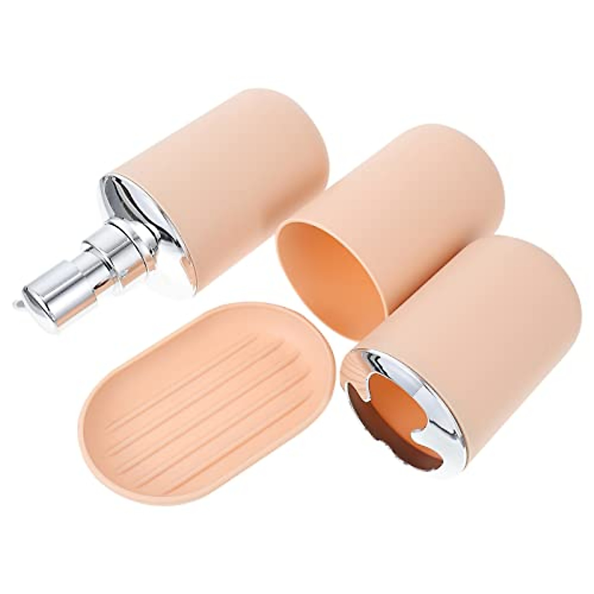 FRCOLOR 3 Sets Bathroom Set Bathroom Accessories Set Toothbrush Holder Plastic Soap Dispenser Black Trim Hand Wash Dispenser Apothecary Storage Jar Toothbrush Cup Personal Washing Cup Cans