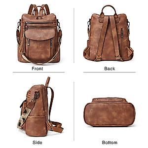 Shrrie Backpack Purse for Women Fashion Leather Backpack Purse Designer Travel Backpack Convertible Shoulder Bag with Wristlet