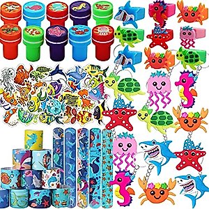 Mctuoba 100 Pcs Under the Sea Party Favors for Kids, Ocean Sea Animals Themed Birthday Party Supplies for Boys Girls, Classroom Prizes, Pinata Filler Goody Bag Stuffers