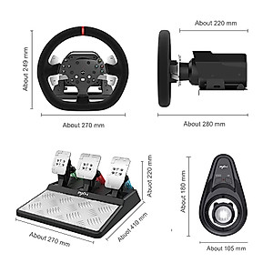 PXN V10 Force Feedback Steering Wheel Detachable Racing Wheel 270/900 Degree Race Steering Wheel with 3-Pedals and Shifter Bundle for PC, Xbox One, Xbox Series X/S, PS4