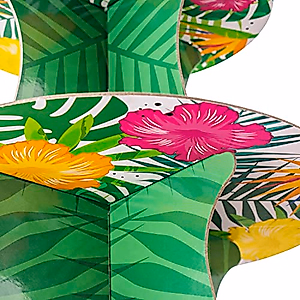 Royal Bluebonnet Tropical Cupcake Stand, 3 Tier Cupcake Stand, Hawaiian Cupcake Stand for Tropical Party Decorations, Cardboard Cupcake Stand for Birthday Party, Luau Cupcake Stand, Cup Cake Stand