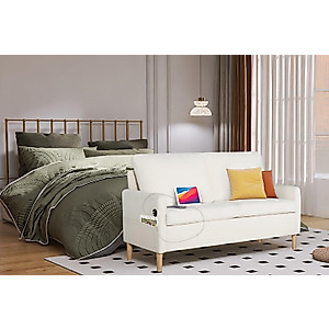 TYBOATLE Modern Living Room Sectional Sofa Sets 2 Piece, 55” W Upholstered Loveseat Couch w/ 2 USB Charging Ports and 2 Comfy Accent Arm Chairs for Small Space, Apartment, Office (Dark Grey)