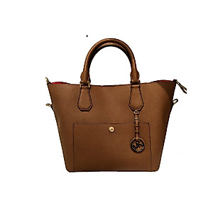 Michael Kors Greenwich Large Saffiano Leather Grab Bag Navy (Brown)