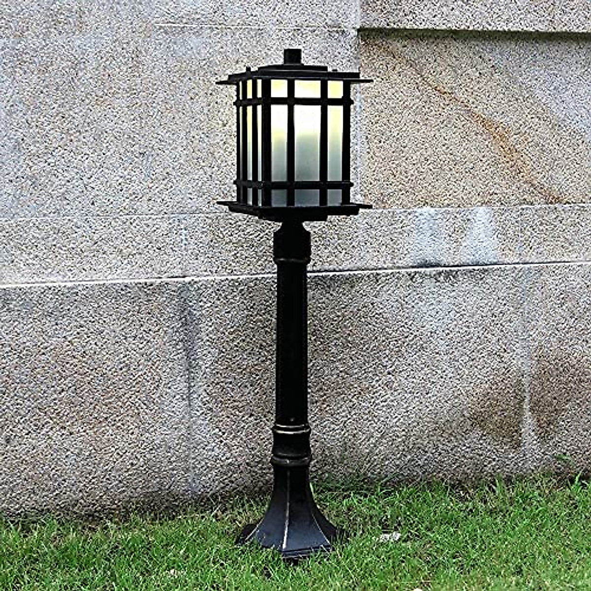 ZMY Classical Industrial Outdoor Post Lights Vintage Waterproof Retro Glass Lampshades Column Lamps Aluminum Street Garden Home Villa Park Pillar Lights