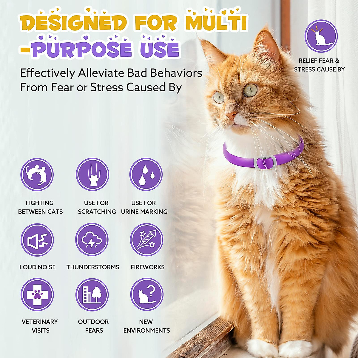 YEUGSCKA 4 Pack Calming Collar for Cats, Relieve Reduce Anxiety Stress, Calming Pheromone Collar for Cats, Cat Pheromone Collar Adjustable for Small, Medium Large Cat