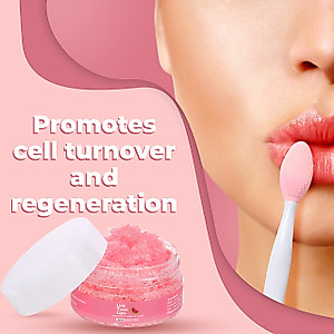 Watermelon Sugar Lip Scrub for Dry, Cracked and Dark Lips – Lip Scrubber Exfoliator Organic Lip Scrubs Exfoliator and Moisturizer with Lip Brush – Vegan, Cruelty-Free Lip Care Products (20g)