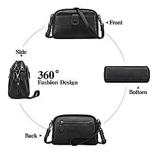 GAEKEAO Crossbody Bags for Women Small Genuine Leather Shoulder Purse Cross Body Bag with Wristlet Top Zipper