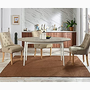 FurniutreR 63 Inches Farmhouse Oval Mid Century Modern Solid Legs for Restaurant Living Room, 35.4" D x 63" W x 30.1" H Dining Table, Large, White