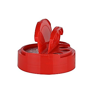 Nakpunar 6 pcs Red Shaker & Pour Spice Caps for Mason Jars with Hot Freshness Seal Lid