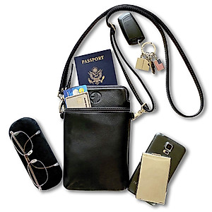 ALICIA DAKTERIS Handcrafted Italian Leather Small Crossbody Travel Bags for Passport, Cards, Phone Safety