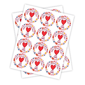 Personalized Valentine's Day Stickers, Custom Happy Valentine's Day Stickers, Valentines Labels, Round Valentines Party Favors, Gift Sticker, VP2304