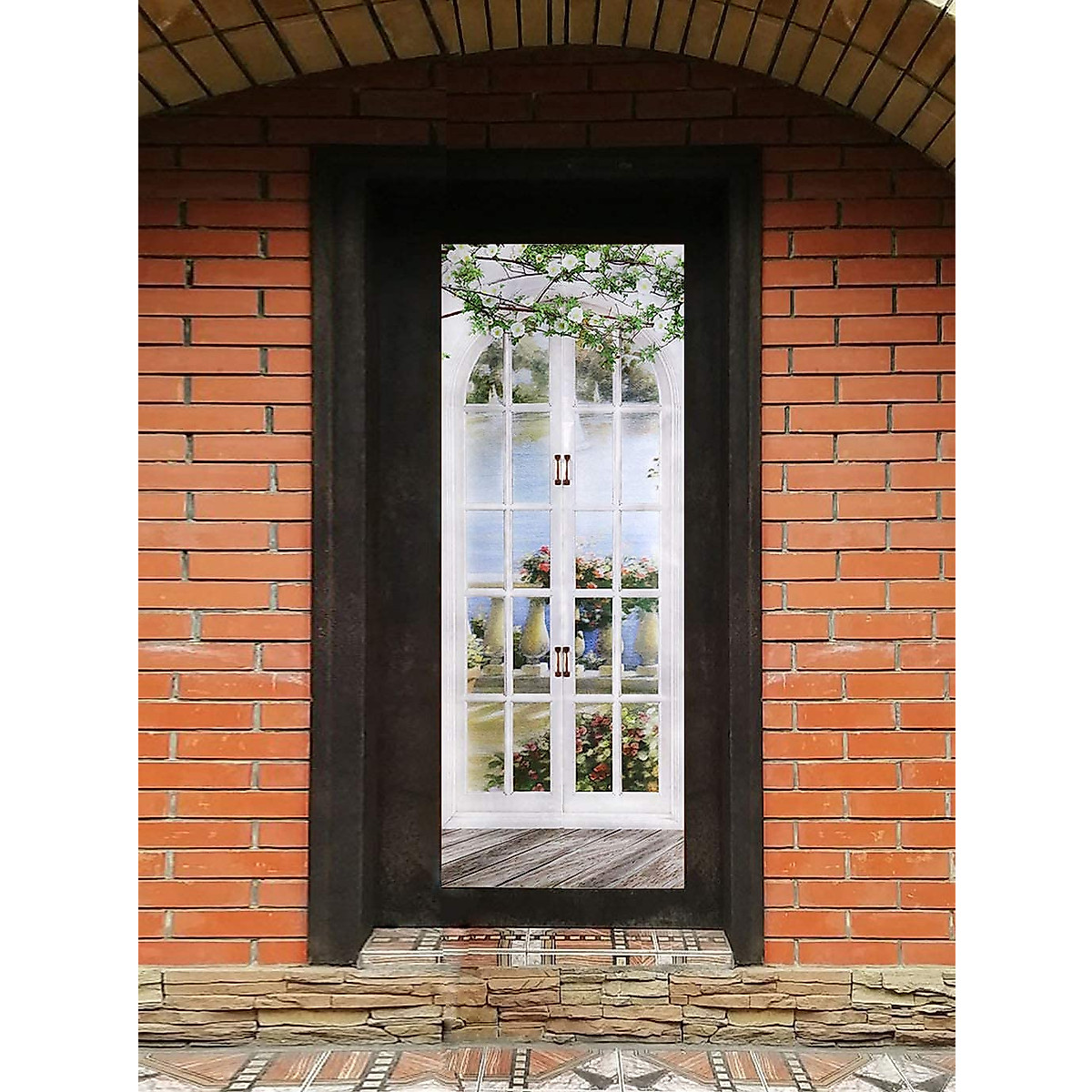 LIUCOGXI 3D Door Murals Wallpaper Landscape Stickers Peel and Stick Waterproof Self-Adhesive Removable Garden Wall Art Decoration for Home Office Pastoral 30.3"x78.7"