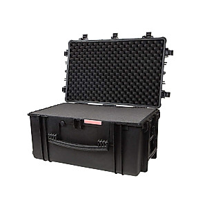 Monoprice Weatherproof Hard Case - 33 x 22 x 17 Inches, With Wheels and Customizable Foam, Shockproof, IP67, Ultraviolet And Impact Resistant Material, Black - Pure Outdoor Collection, 145.8 Liter